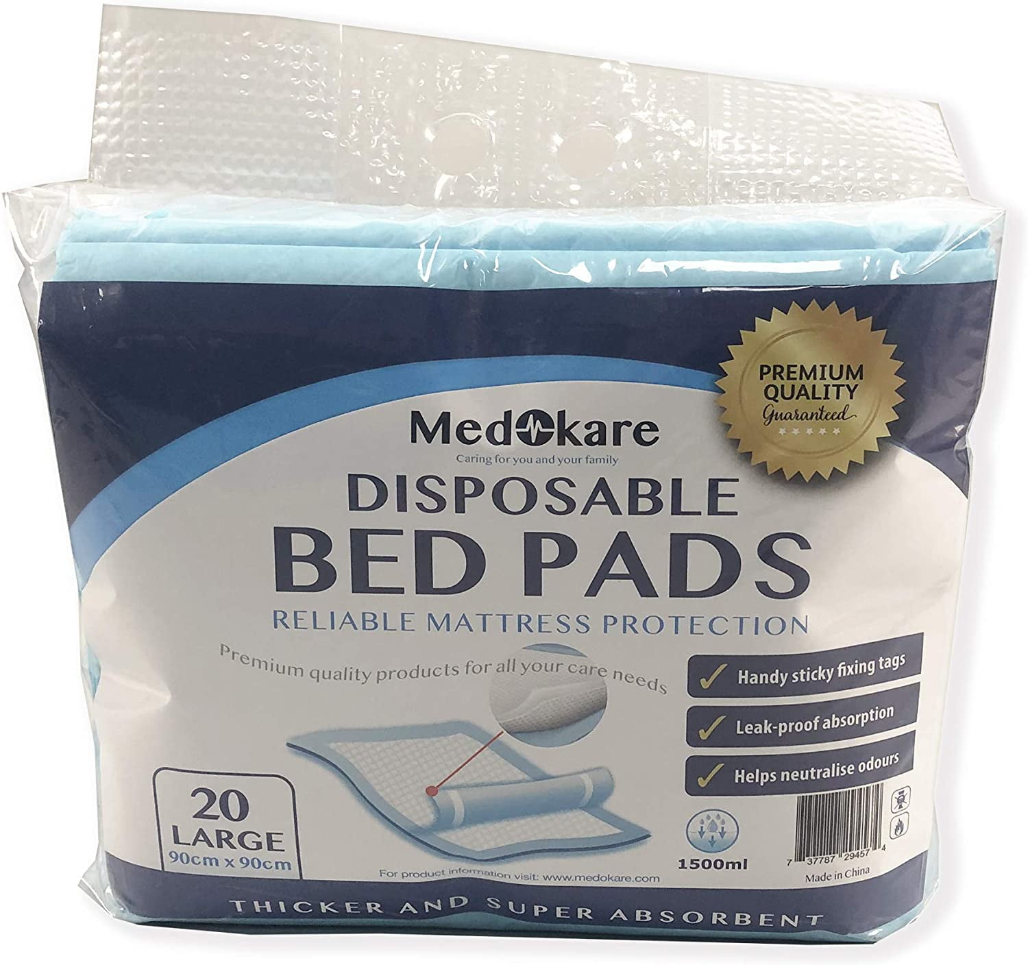 Medokare Bed Pads-Disposable Incontinence Underpads-1500ml Medical ...