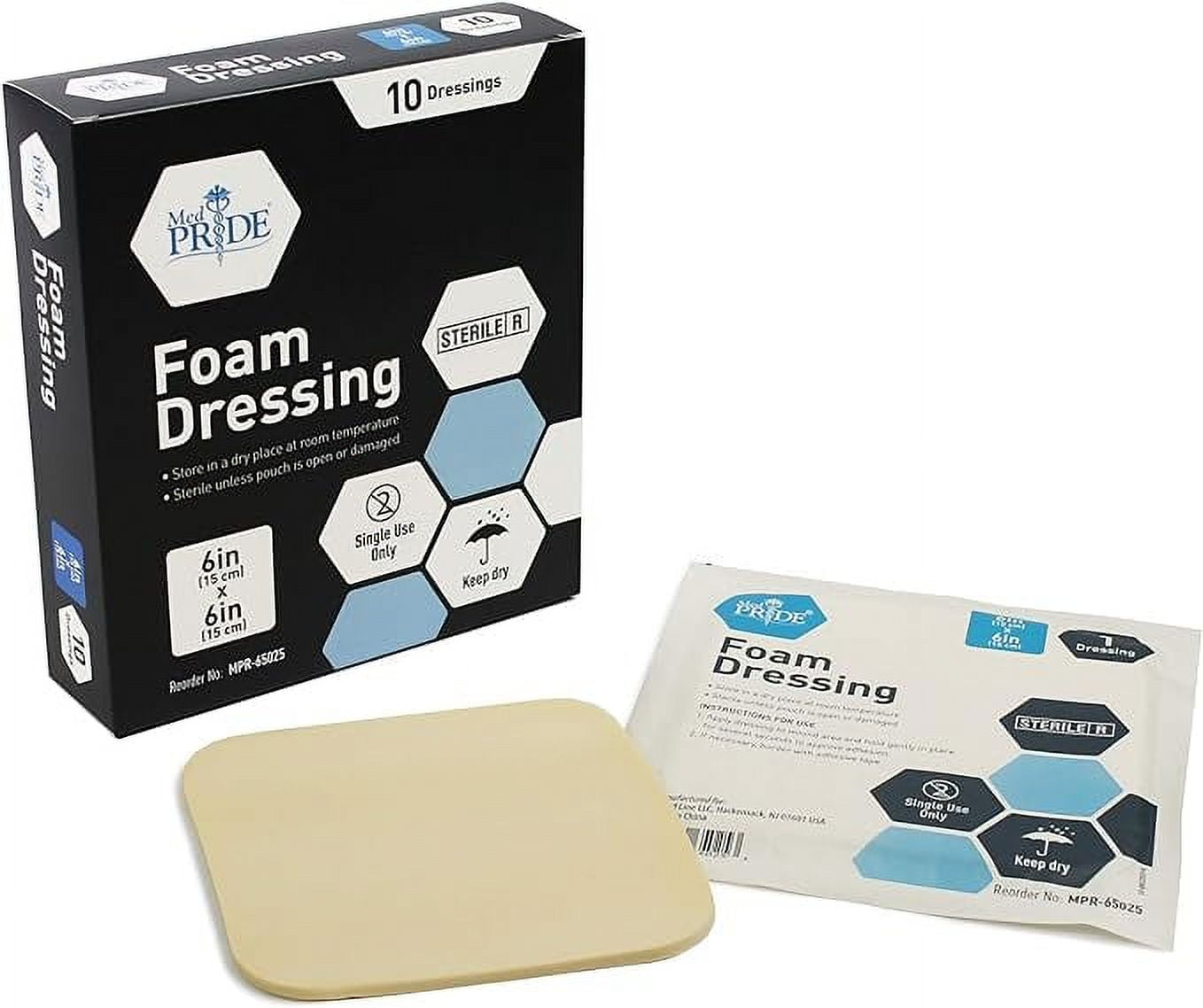 Medpride Foam Dressings- 10 Pack, 6 Inch by 6 Inches Size - Sterile ...