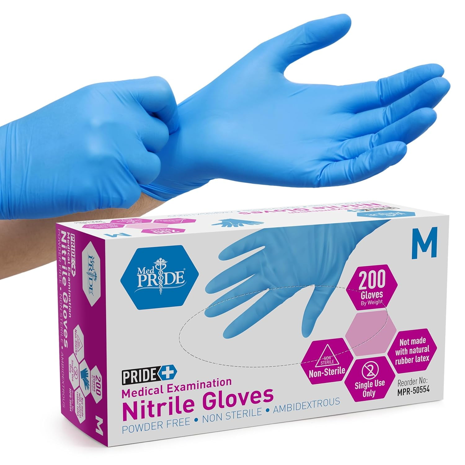 Medpride Medical Examination Nitrile Gloves| Medium Box of 200| Blue ...