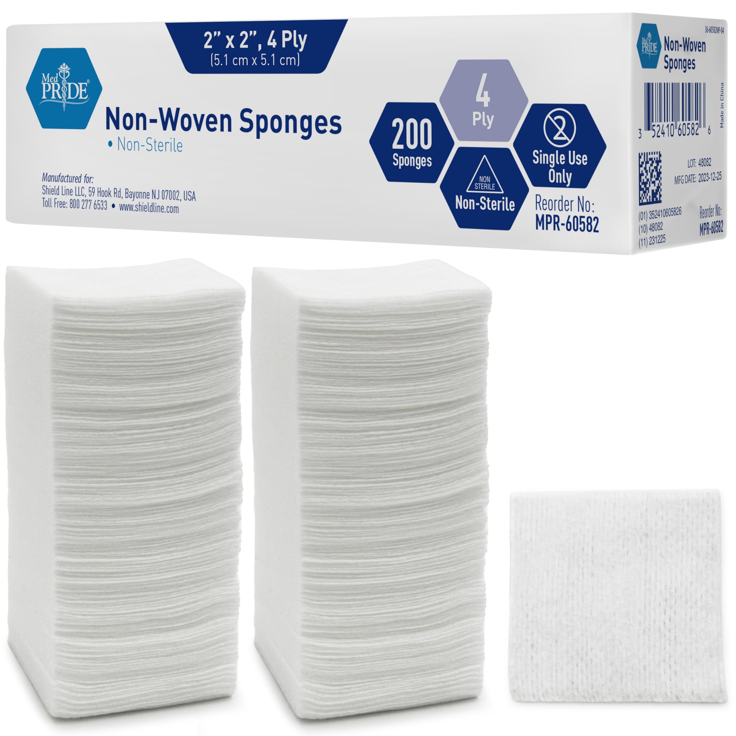 Medpride Surgical Sponges 2'' x 2'' 200 Pack - Gauze Pads Non sterile ...