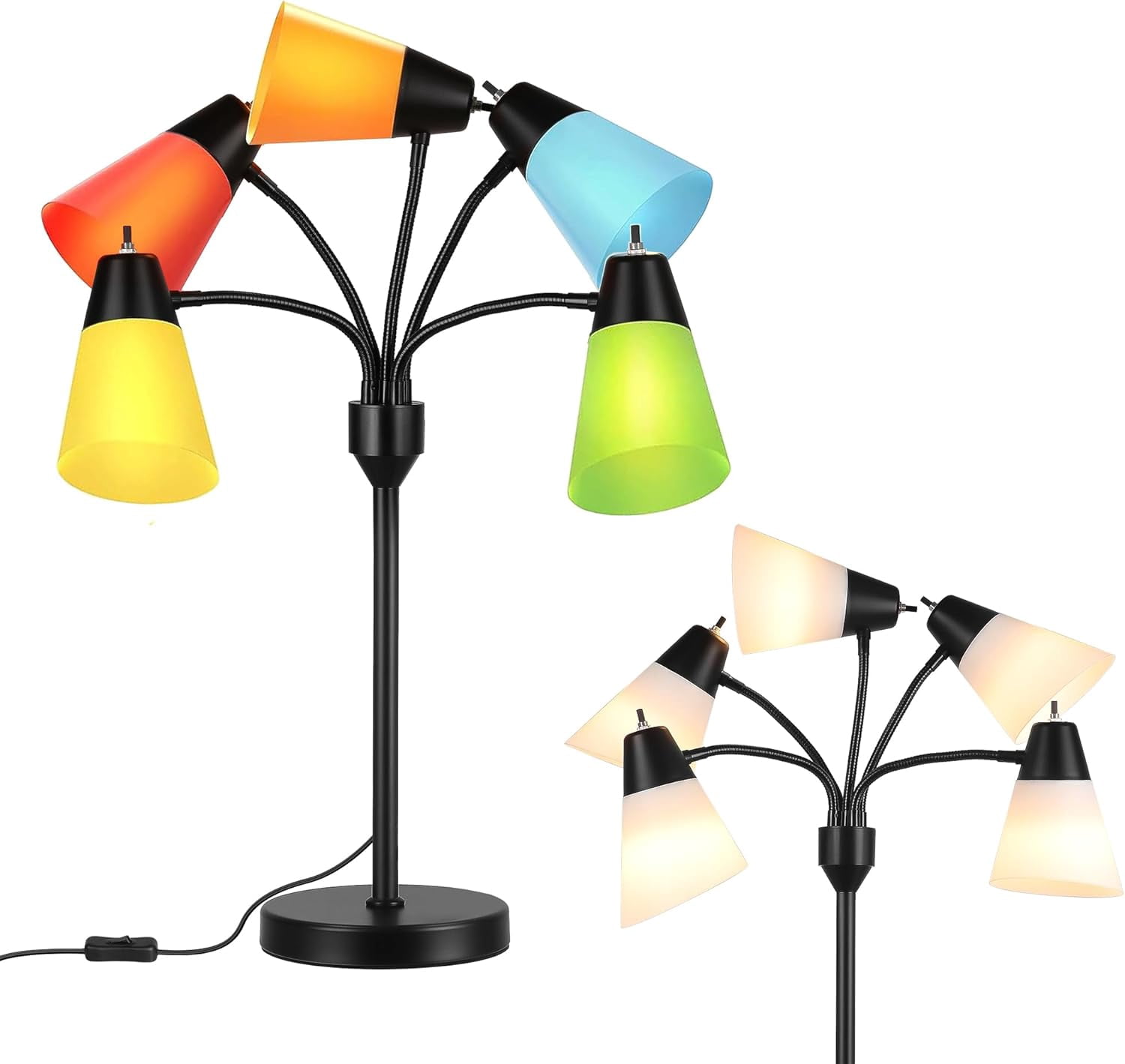 Medusa Bedside Table lamp for Bedroom, Modern Multi Head 5 Shade Lamps ...