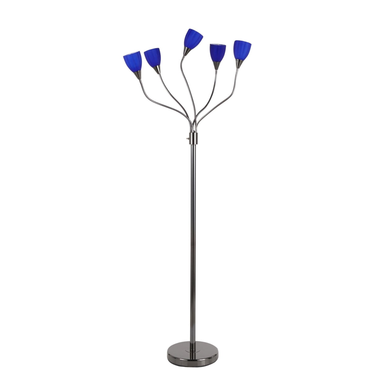 Medusa Contemporary Floor Lamp with Black Chrome Base and Blue Glass ...