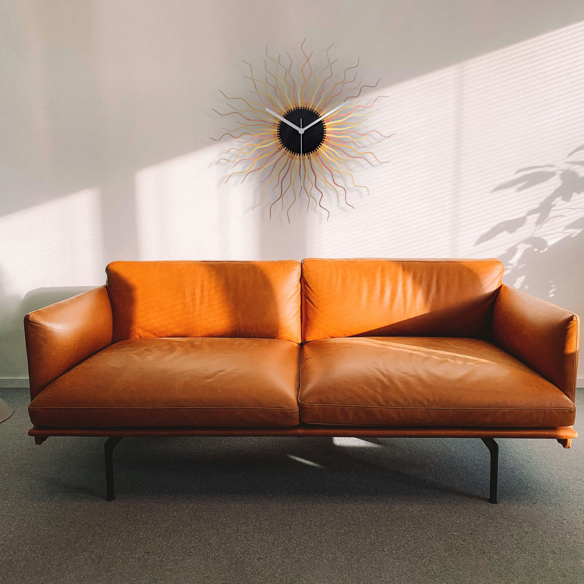 Medusa Copper - Large 39 in Black Starburst Analog Wall Clock in Shades ...