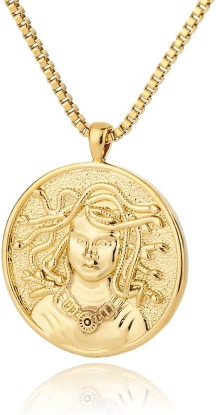 Medusa Gorgon 18K Gold Plated Necklace,Greek Mythology Necklace,Gold ...