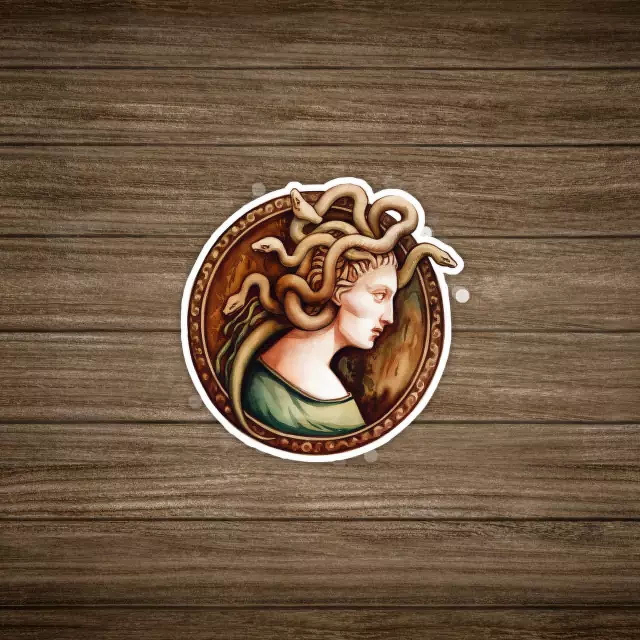 Medusa Greek Mythology Sticker - Retro Portrait Of Snake-Haired ...