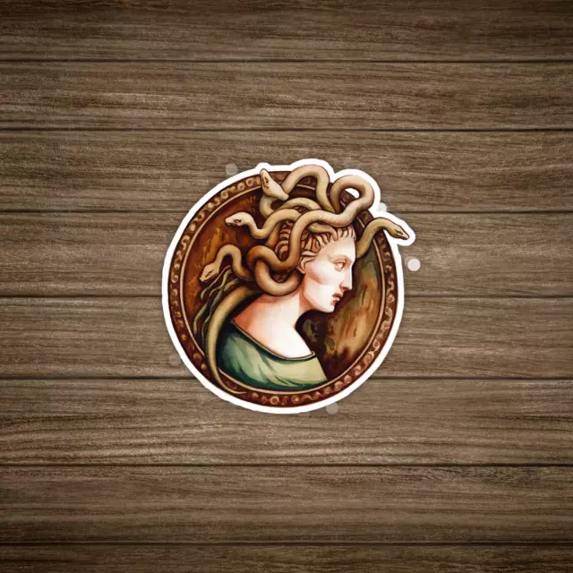 Medusa Greek Mythology Sticker - Retro Portrait Of Snake-Haired ...