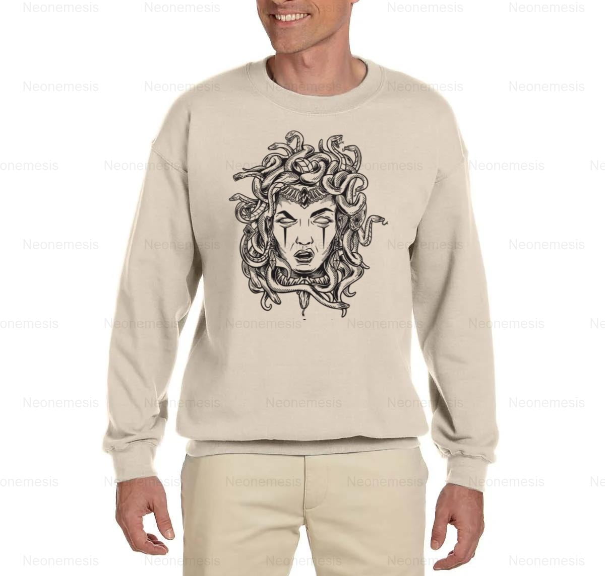 Medusa Hand Drawn Mythology Greek Gorgon Snake Hair Art Sweatshirt up ...
