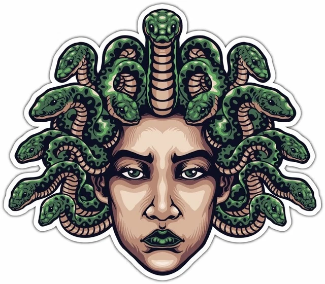 Medusa'S Head Of Medusa Snakes Snake Car Window Sticker.Phone Decal Water Bottle Stickers, Vinyl ...