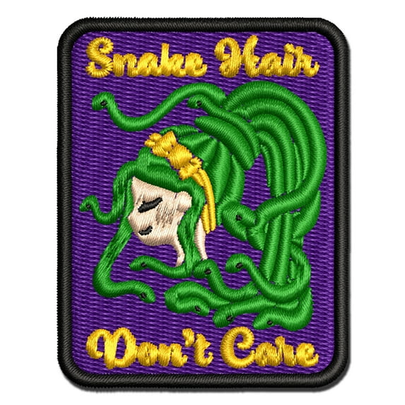 Medusa Snake Hair Don't Care Applique Multi-Color Embroidered Iron-On ...