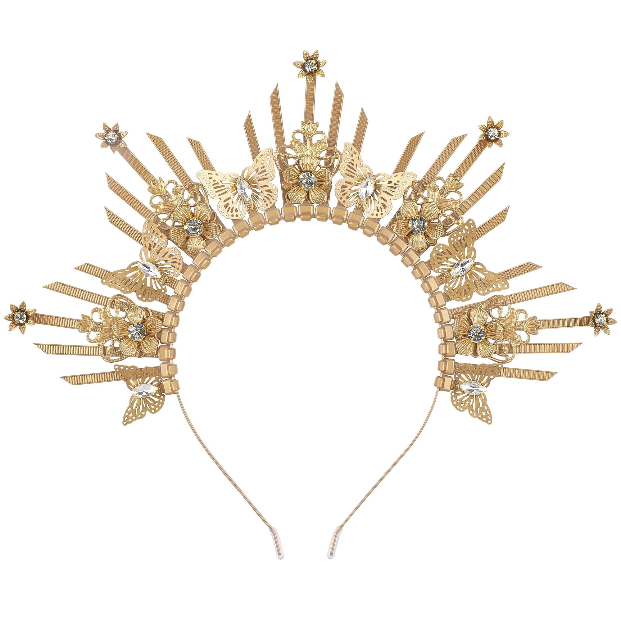 Medusa Snake Halo Crown - Gold Spiked Sunburst Sun Halo Headband ...
