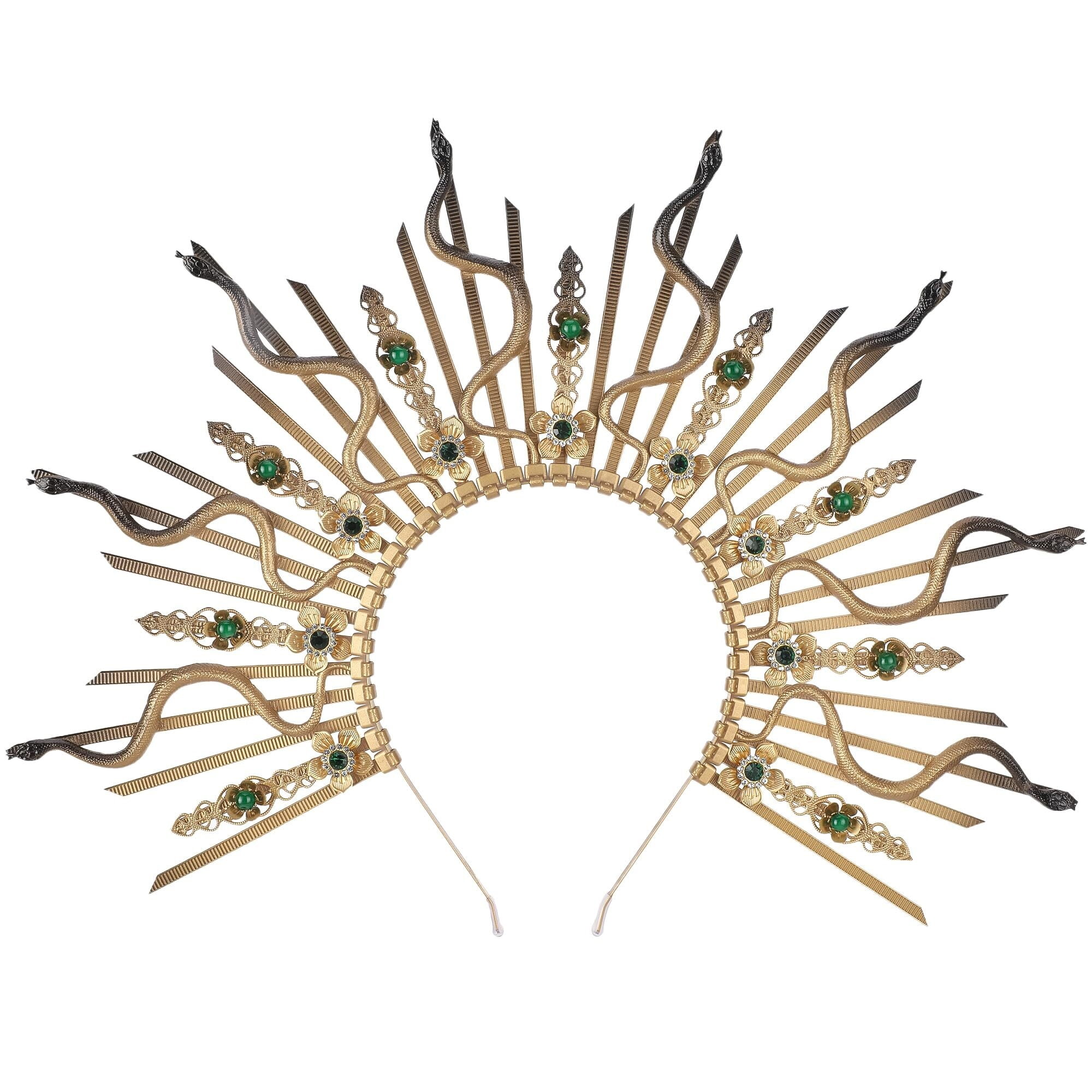 Medusa Snake Halo Crown - Gold Spiked Sunburst Sun Halo Headband ...