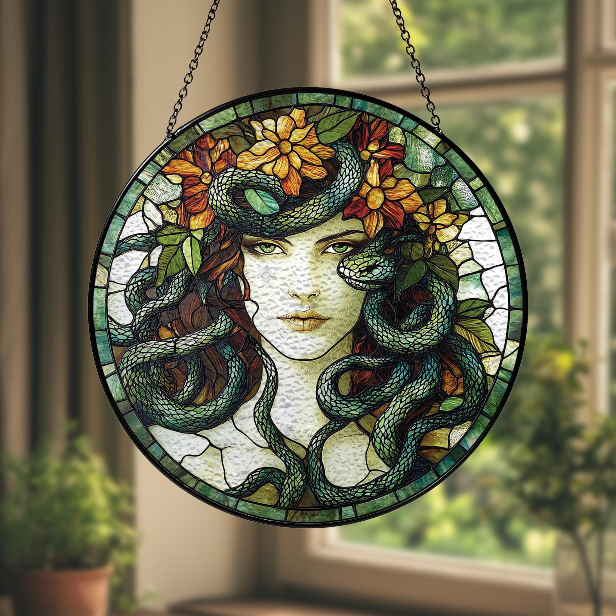 Medusa Stained Glass Suncatcher – Greek Mythology Window Hanging ...
