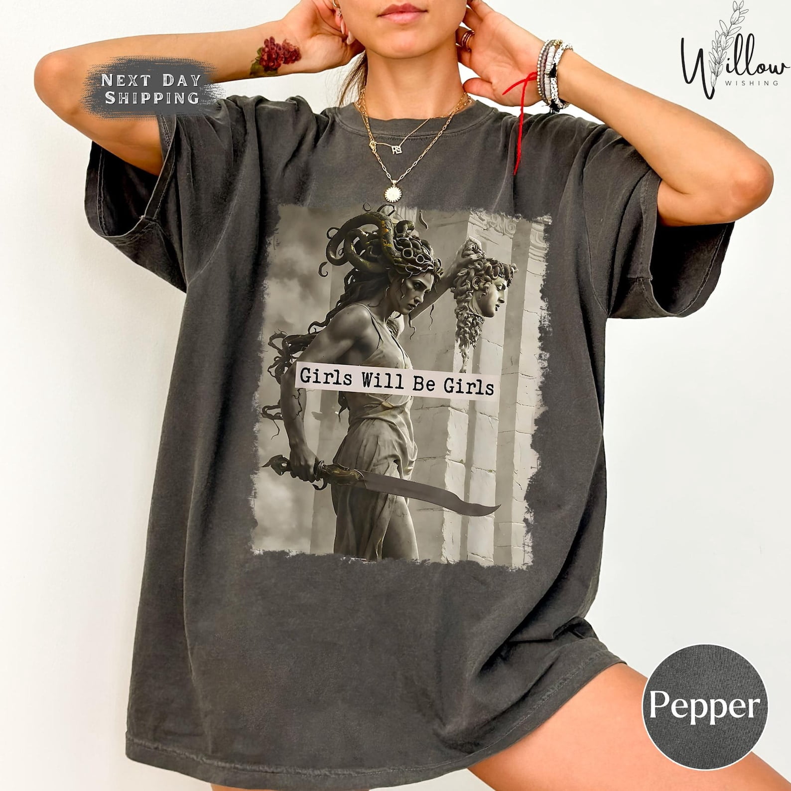 Medusa T-Shirt, Girls Will Be Girls Feminist Tee, Mythical Empowerment ...
