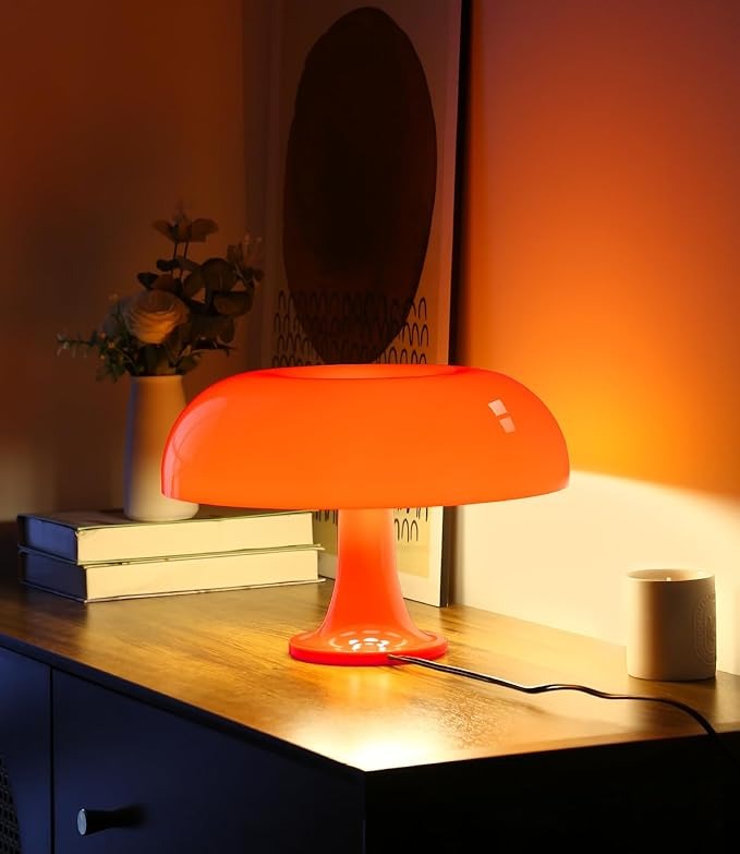 Medusa Table Lamp Retro Dome Glass Shade, Warm Orange Glow, Jelly-fish ...