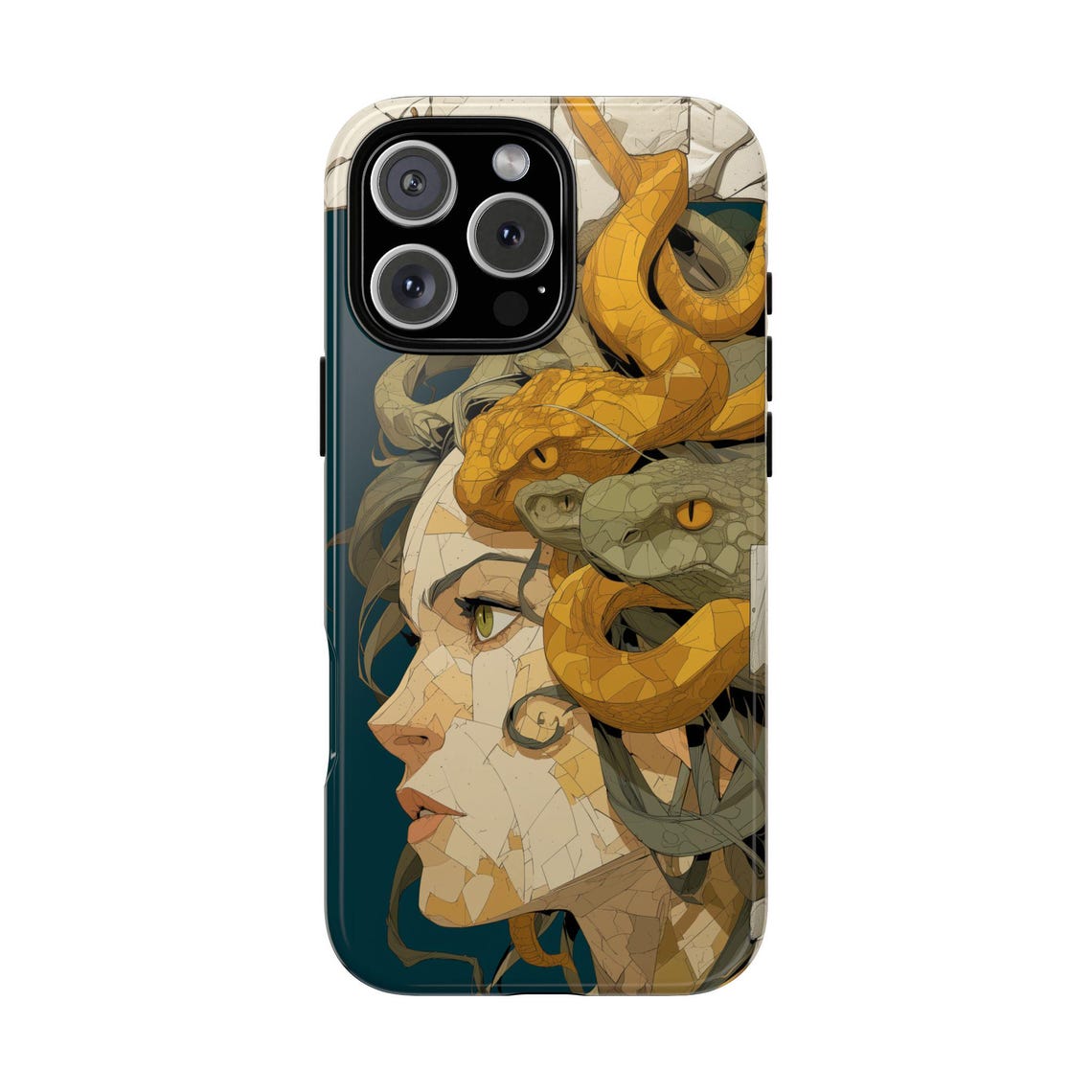 Medusa Yellow Gray Serpent Snakes Mythical Art Phone Case for iPhone 17 ...
