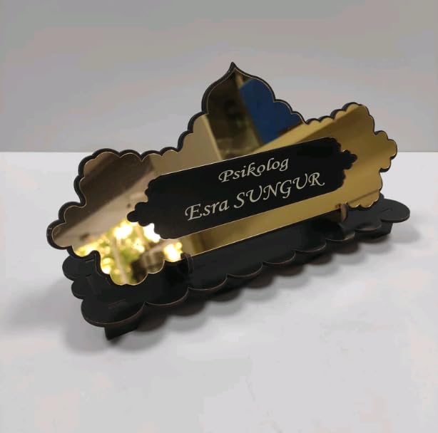 MeeCraft Elegant Personalized Golden Nameplate Acrylic and Pine MDF ...
