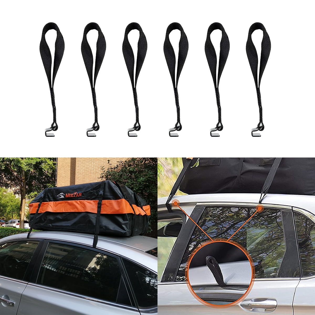 MeeFar Car Roof Bag Cargo Carrier Door Hooks, Use to Secure Roof Bags ...