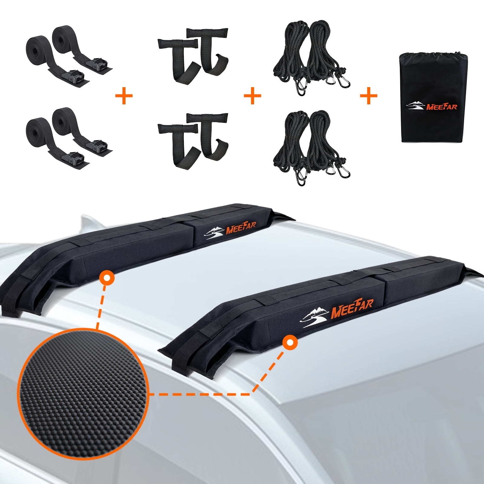 MeeFar Universal Car Soft Roof Rack Pads Luggage Carrier System for ...