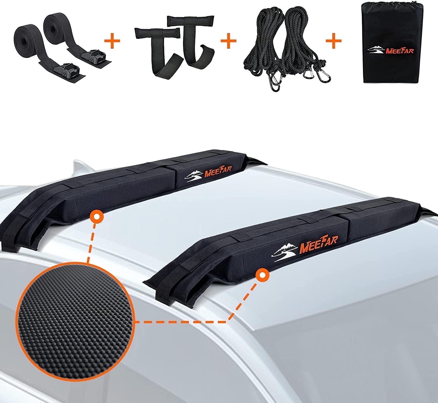 MeeFar Universal Soft Roof Rack Pads, Cargo Carrier System for Kayak ...