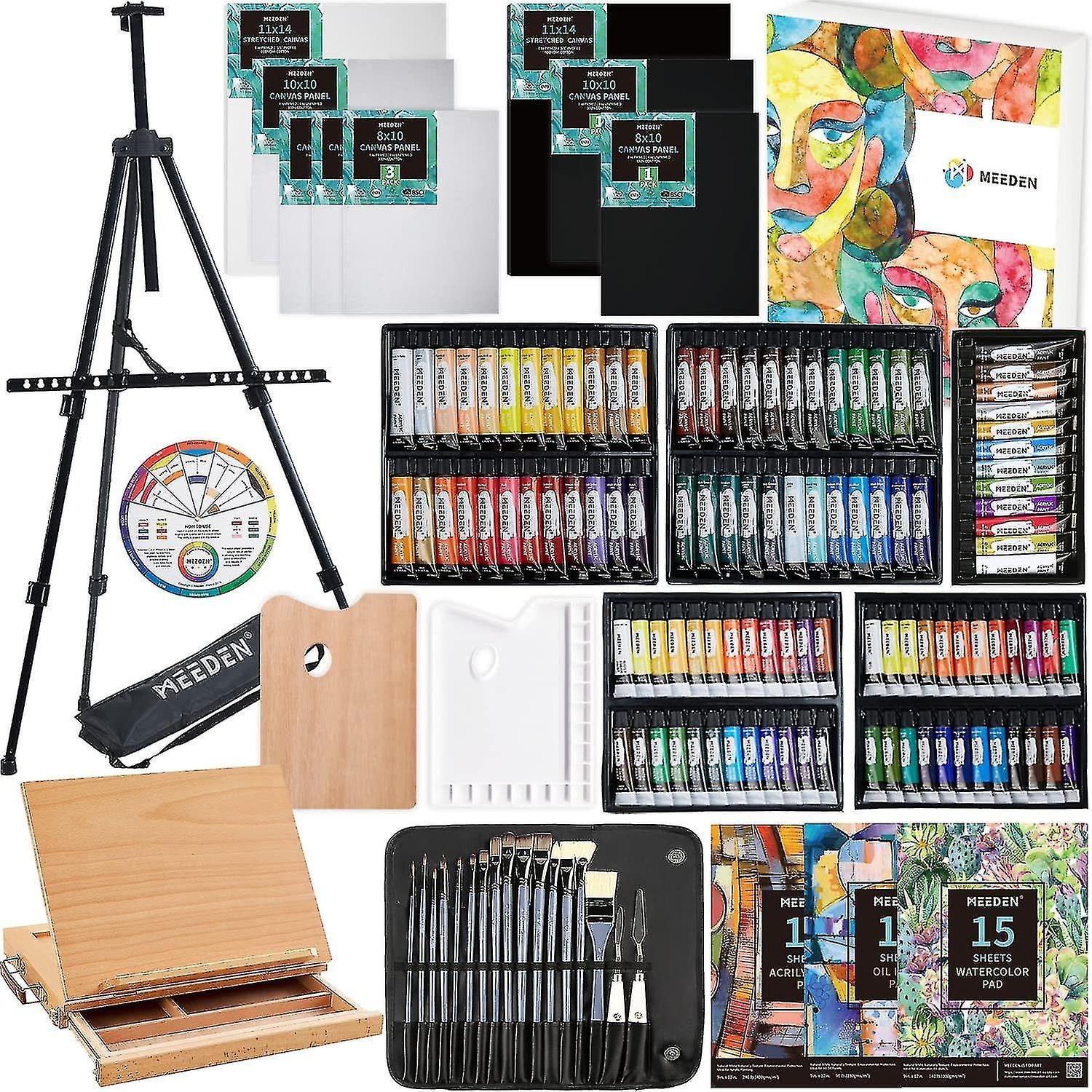 Meeden 142-piece Deluxe Artist Painting Set With Aluminum And Solid ...
