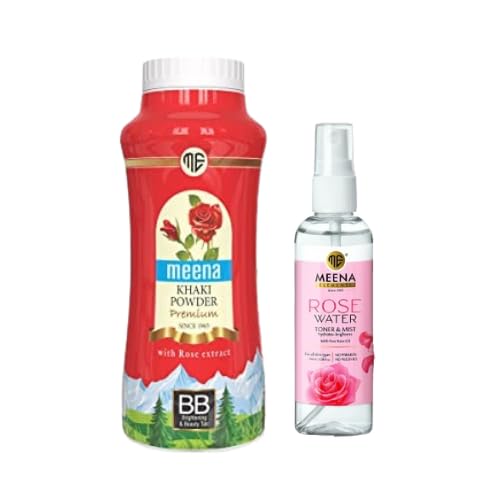 Meena Elements Khaki Powder 360gm x1 Rose Water 100ml x1 Pack Of 2 ...