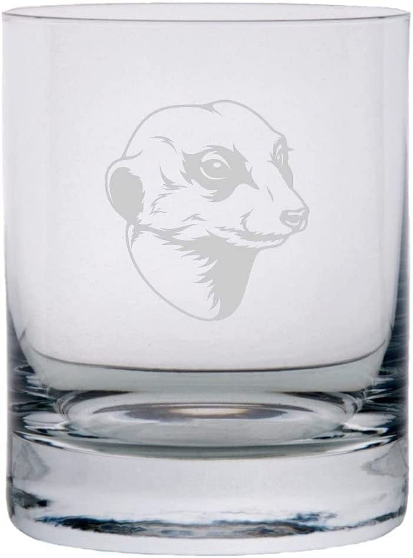 Meerkat Face Zoo Animal Themed Etched 10.25oz Crystal Rocks Whisky ...