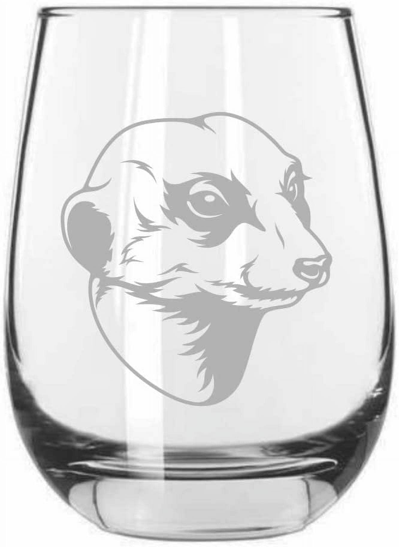 Meerkat Face Zoo Animal Themed Etched 15.25oz Libbey Stemless Wine ...