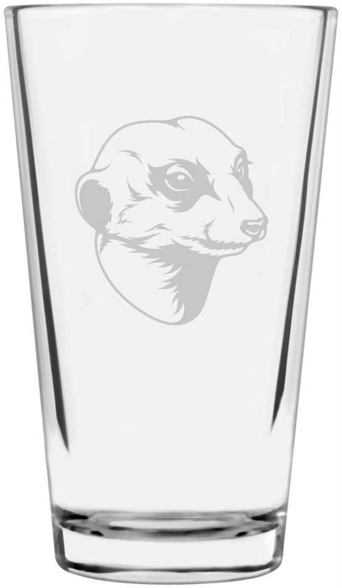 Meerkat Face Zoo Animal Themed Etched All Purpose 16oz Libbey Pint ...