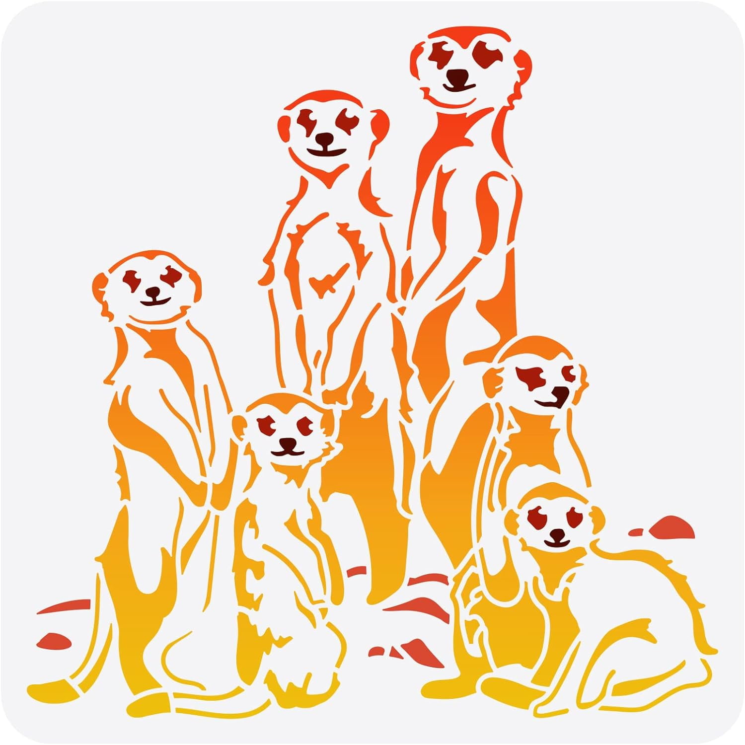 Meerkat Family Stencil for Painting 11.8x11.8inch Fox Pattern Drawing ...