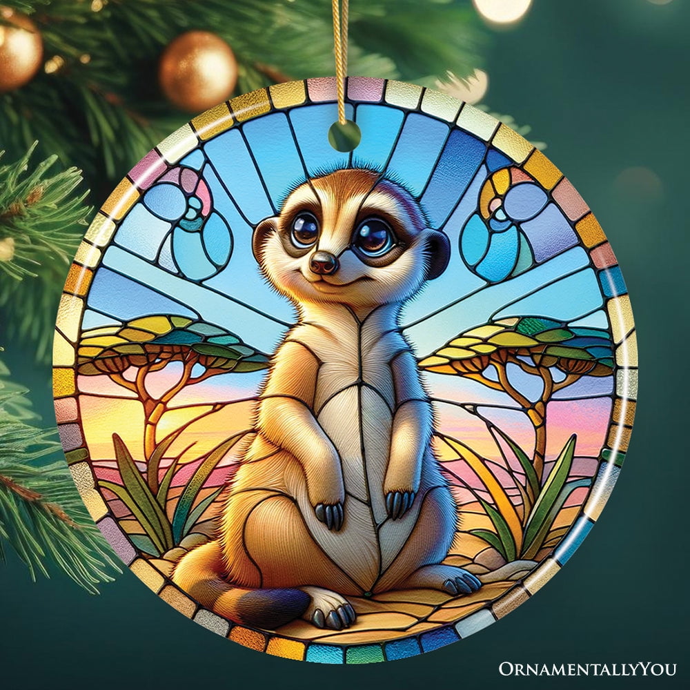 Meerkat Marvels Stained Glass Style Ceramic Ornament, Safari Animals ...