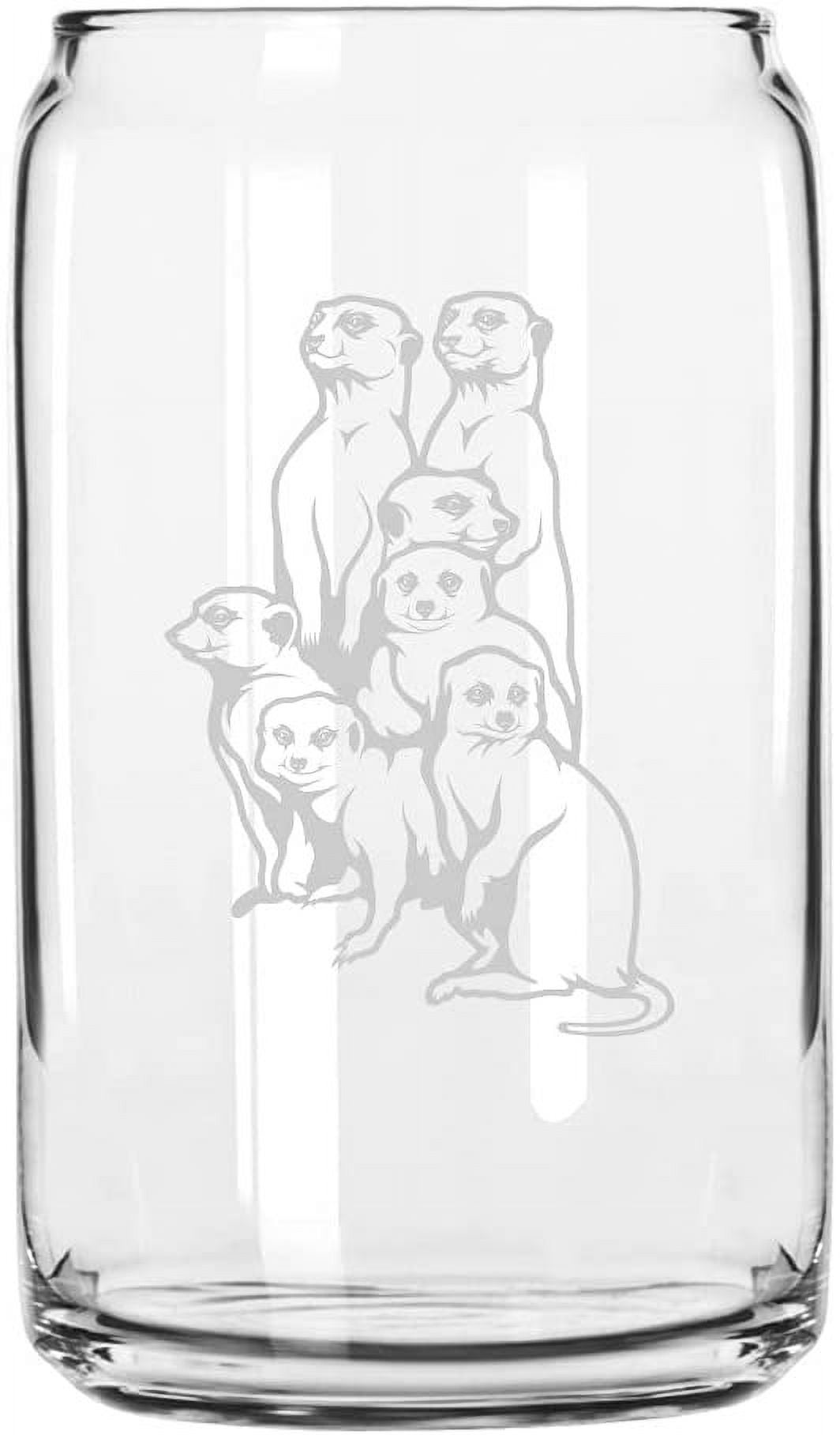 Meerkat with Family Zoo Animal Themed Etched 16oz Libbey Can Glass ...