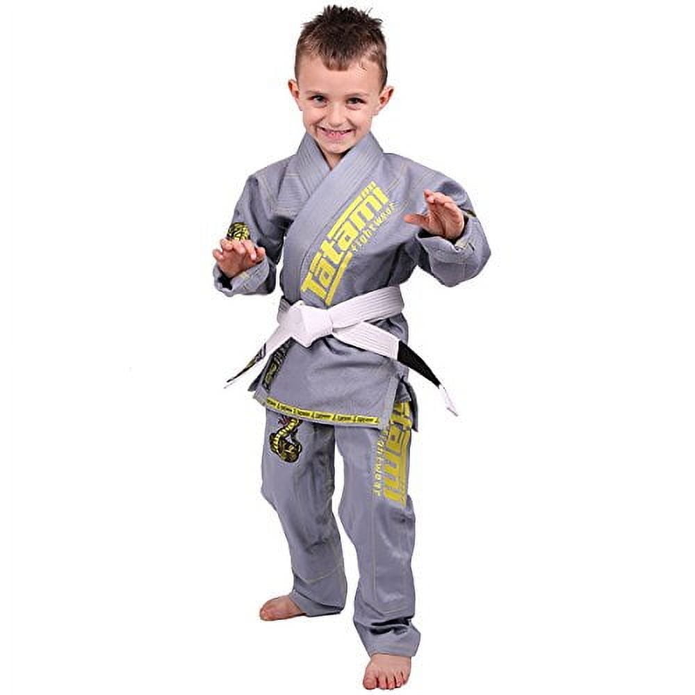 Meerkatsu Kids Animal Jiu Jitsu Gi, 425GSM Jacket, Twill BJJ Pants, and White Belt, Gray, M00 ...