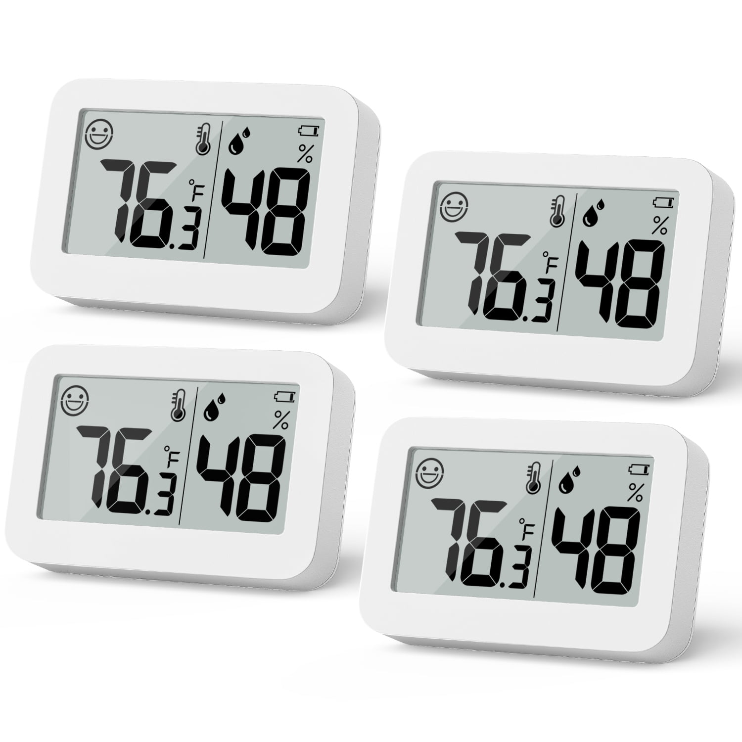 MeesMeek Thermometer 4-Pack Mini Digital Humidity Temperature Meters ...