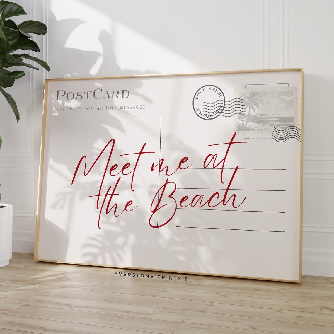 Meet Me At The Beach Post Card, Trendy Coastal Wall Art, Coastal ...