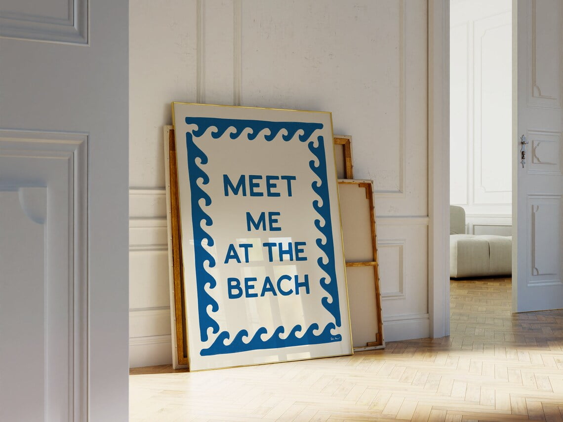 Meet Me At The Beach Wall Art, Aesthetic Summer Digital Art , Coastal ...