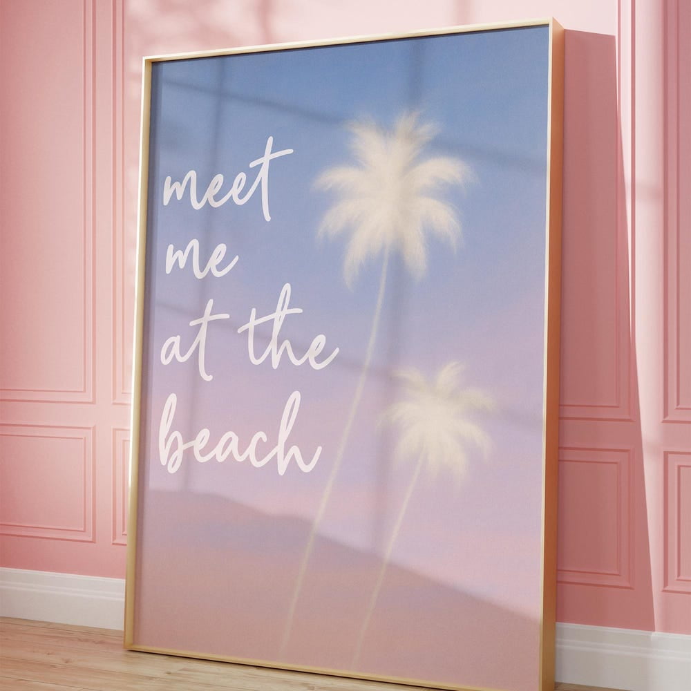 Meet Me At The Beach Wall Art, Pastel Print, Beach Quote Prints ...