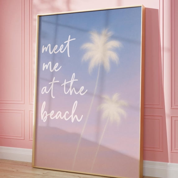Meet Me At The Beach Wall Art, Pastel Print, Beach Quote Prints ...