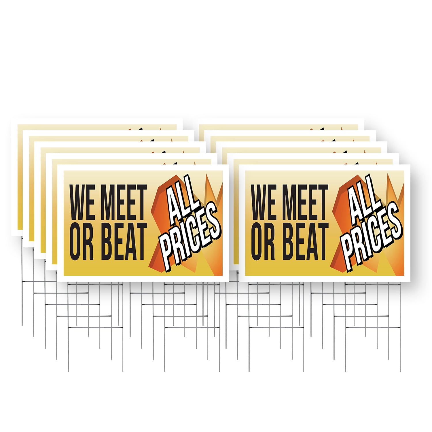 We Meet or Beat All Prices Yard Sign 10 Pack of 24 Inch x 36 Inch ...