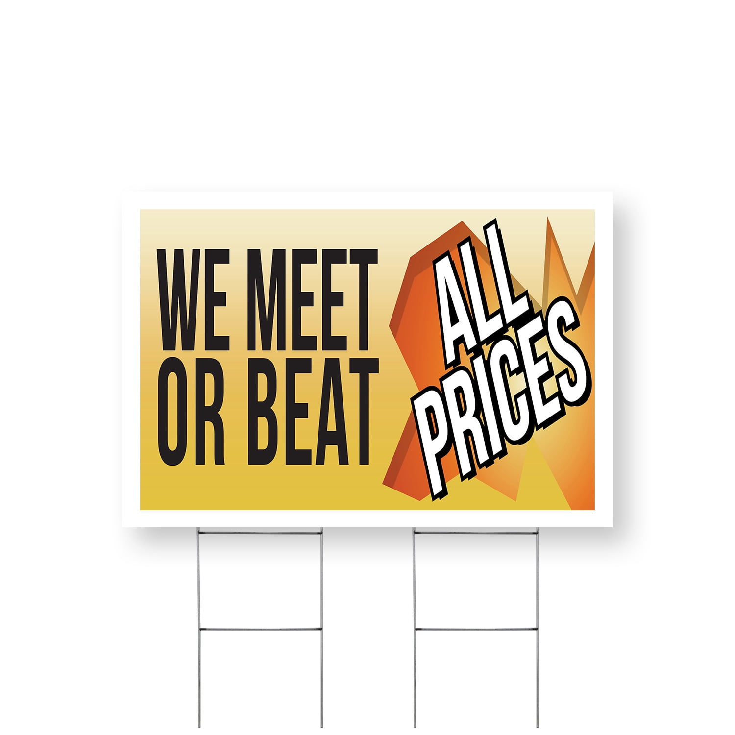 We Meet or Beat All Prices Yard Sign 24 Inch x 36 Inch Double Sided ...