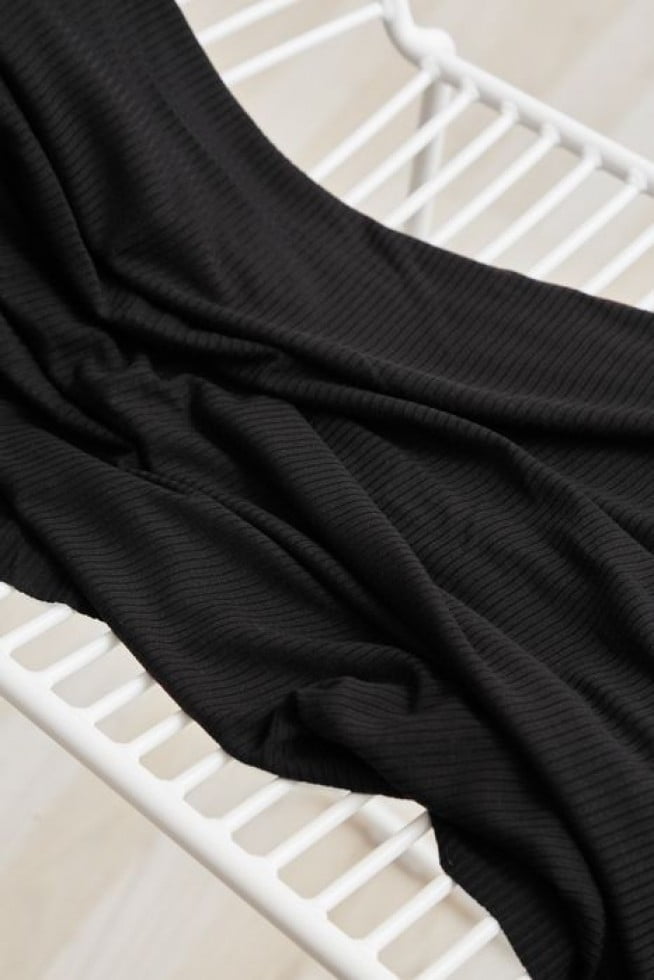 Meet MILK Derby Tencel Modal Rib Stretch Knit Fabric Black - per yard ...