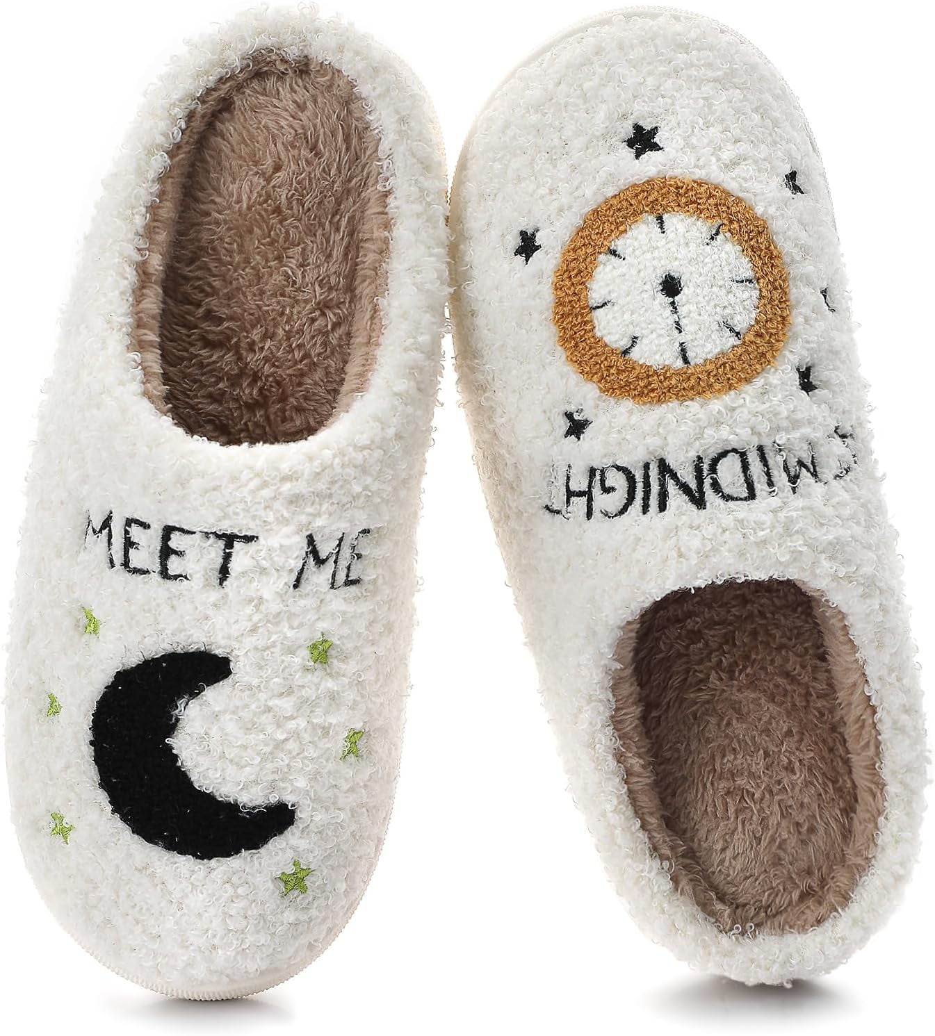 Meet Me At Midnight Slippers for Womens Mens Soft Warm Fuzzy House ...