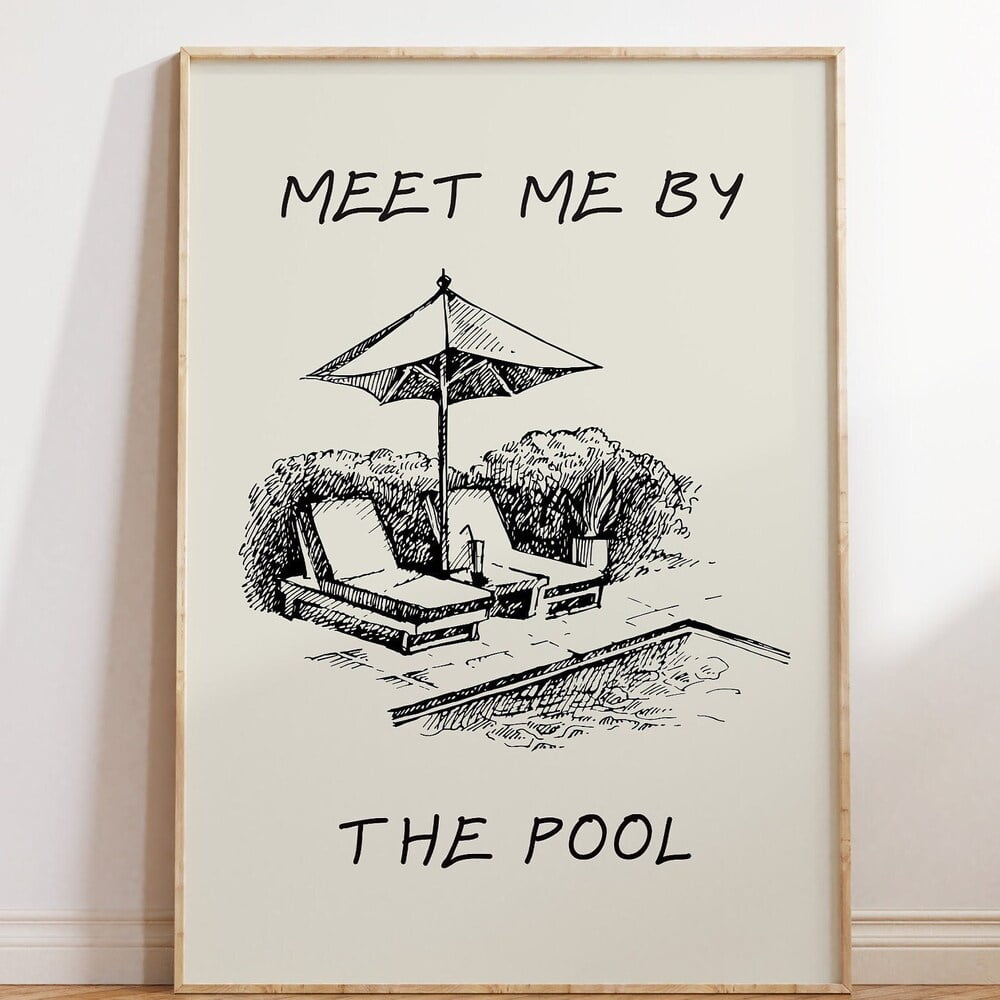 Meet Me By The Pool Print Vintage Pool Poster Aesthetic Summer Decor ...