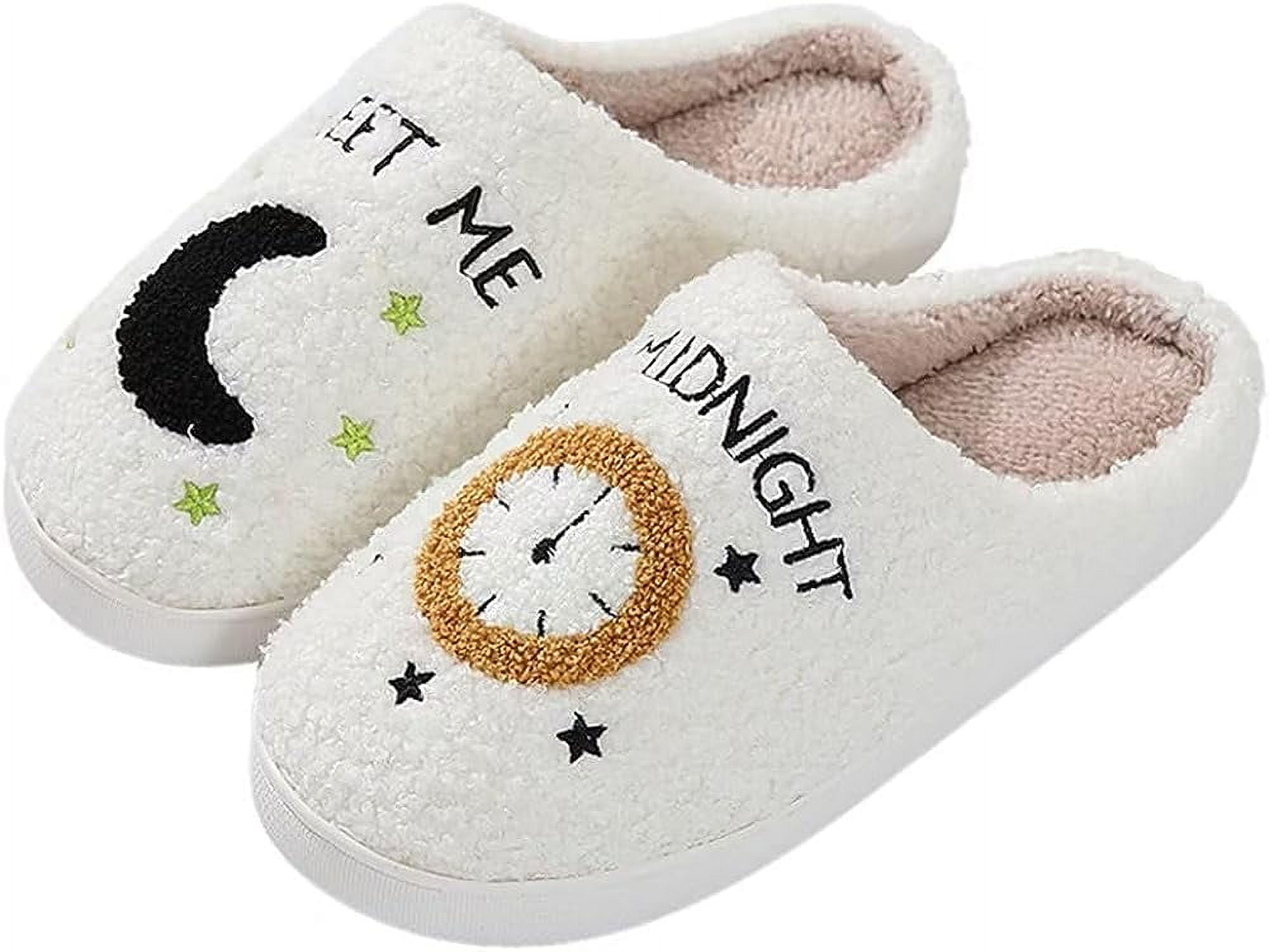 Meet Me at Midnight Slippers for Women Men, Couple House Slippers Plush ...