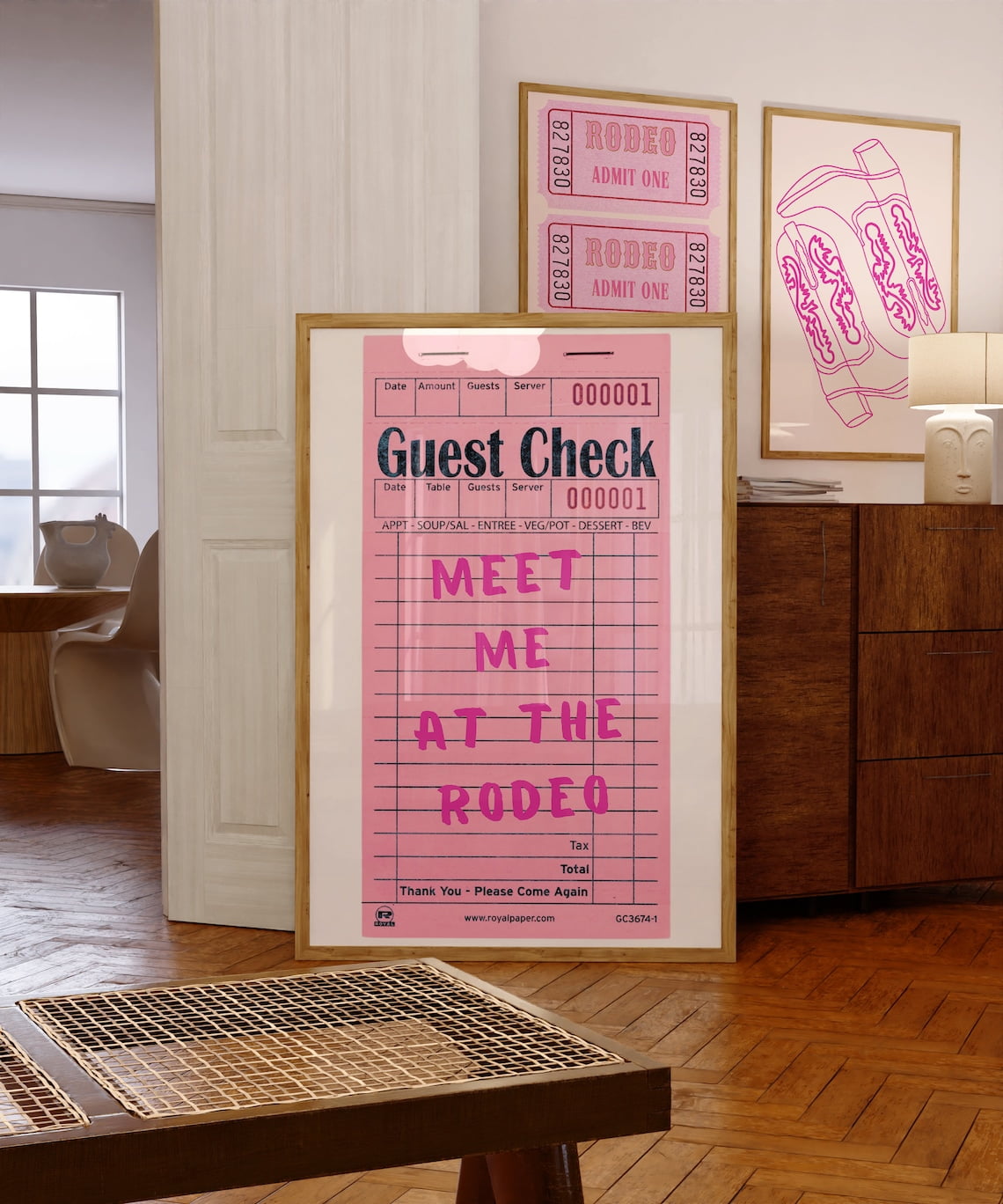 Meet Me At The Rodeo Guest Check Trendy Wall Art Print Coastal Cowgirl ...