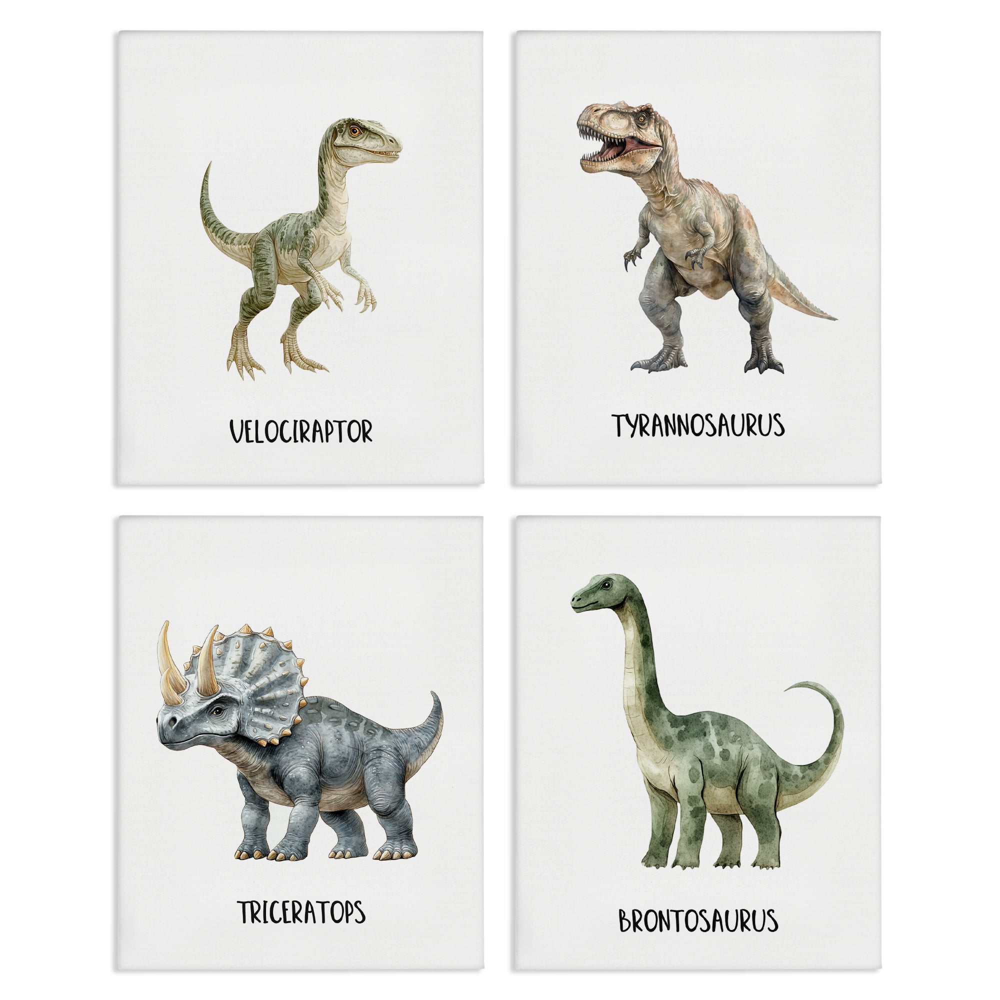 Stupell Industries Meet The Dinosaurs 4 Piece Canvas Wall Art Set ...