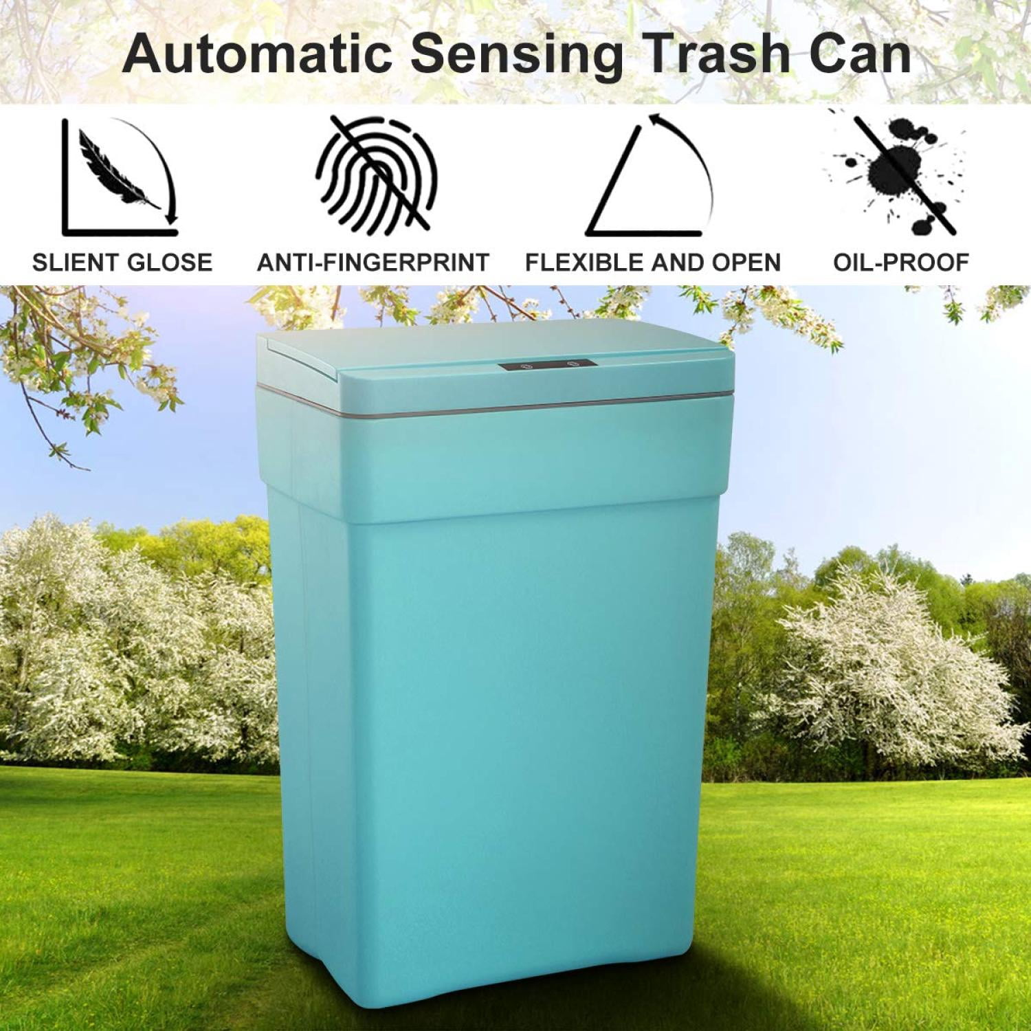 Meet perfect 13 Gallon Blue Trash Can with Lid, 50L Capacity, Touchless ...