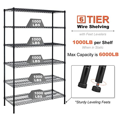 Meet perfect 6-Tier Steel Wire Shelving Unit NSF Heavy Duty 6000 LB ...