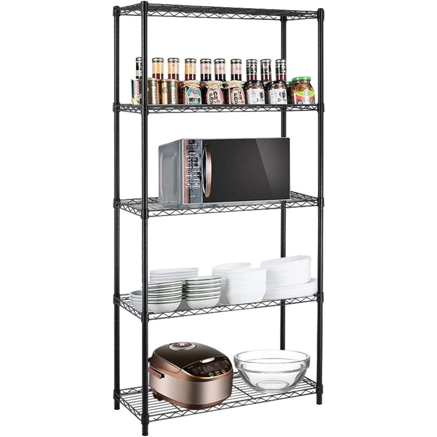 Meet perfect Adjustable 5-Shelf Shelving Unit Storage Rack Wire ...
