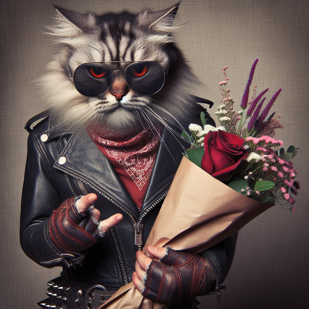 Meet the Rugged Rocker Cat with a Beautiful Bouquet Toy Educational ...