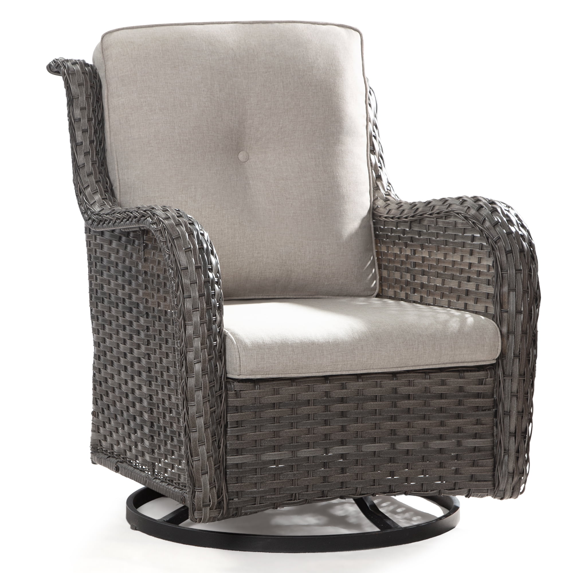 MeetLeisure 1 Pieces Outdoor Patio Furniture Wicker Swivel Chair with ...